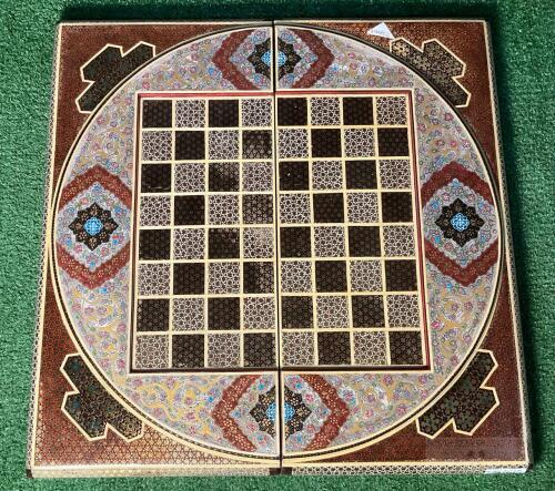 A Persian Khatam backgammon and chess set